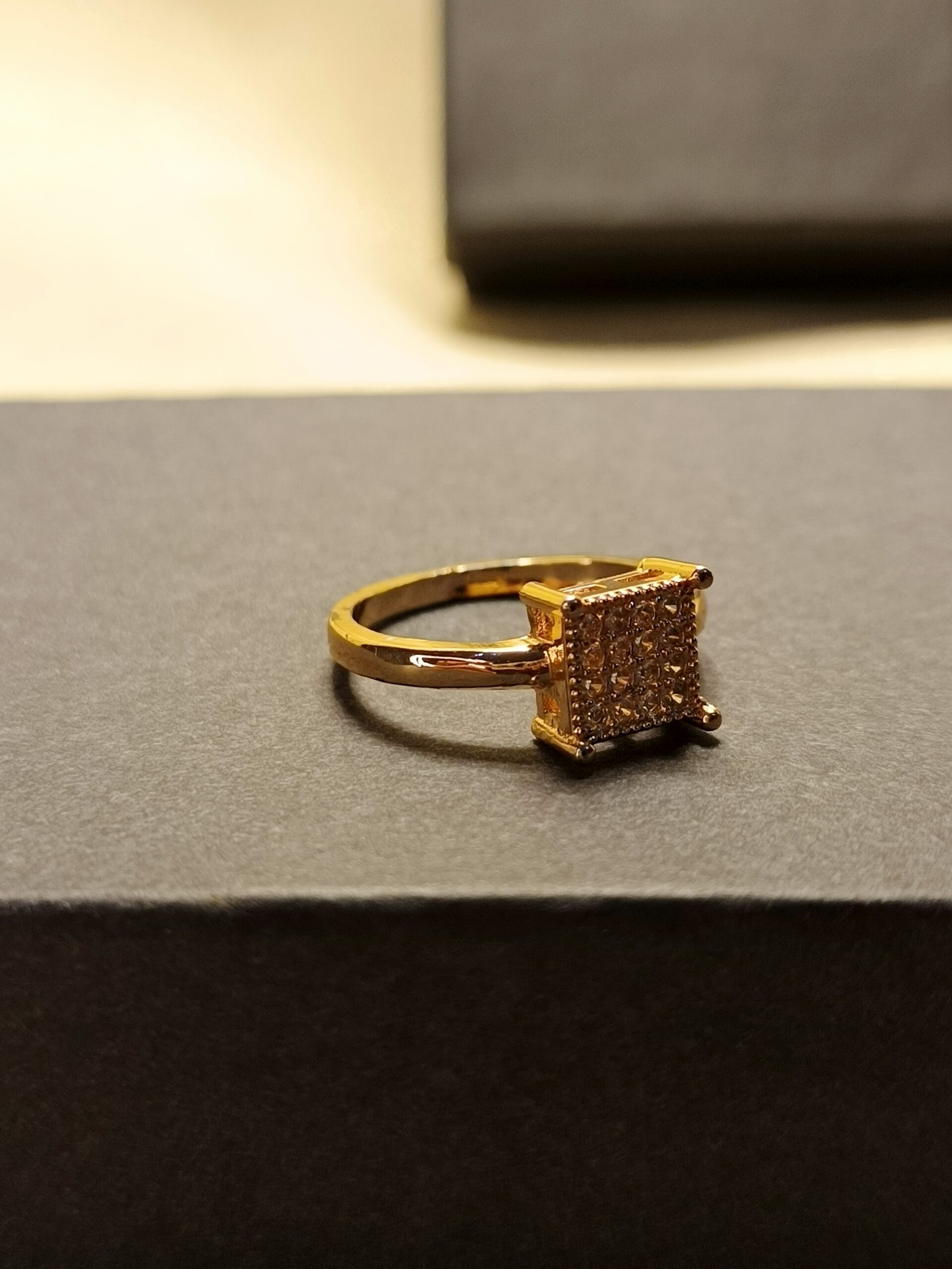 Luxury Gold-Plated Square-Cut Crystal Ring – Gems N You